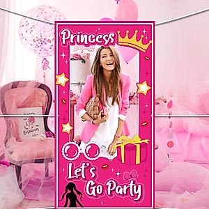Hot Pink Girls Photo Booth Prop, 76x40 Inch Pink Photo Booth Box Princess Photo Booth Prop Let's Go Party for Bridal Shower Bachelorette Party Pink Girls Birthday Decorations