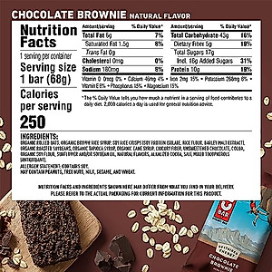 Clif Bar - Chocolate Brownie Flavor - Made with Organic Oats - 10g Protein - Non-GMO - Plant Based - Energy Bars - 2.4 oz. (18 Pack)