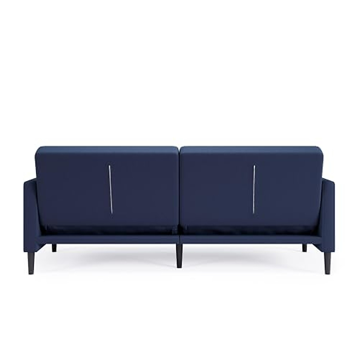 DHP Farnsworth 79 Inch Futon Sofa Bed, Upholstered Couch Sleeper with Tufted Seat, Mid-Century Modern, Navy