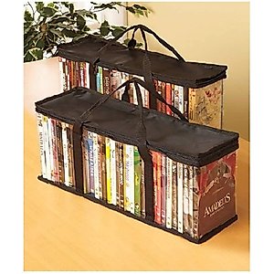 ALLmuis Set of 2 DVD Storage Bags (Holds 40 DVD's Each - 80 Total!). Convenient Travel Case for Media. Stackable, Easy to Carry.