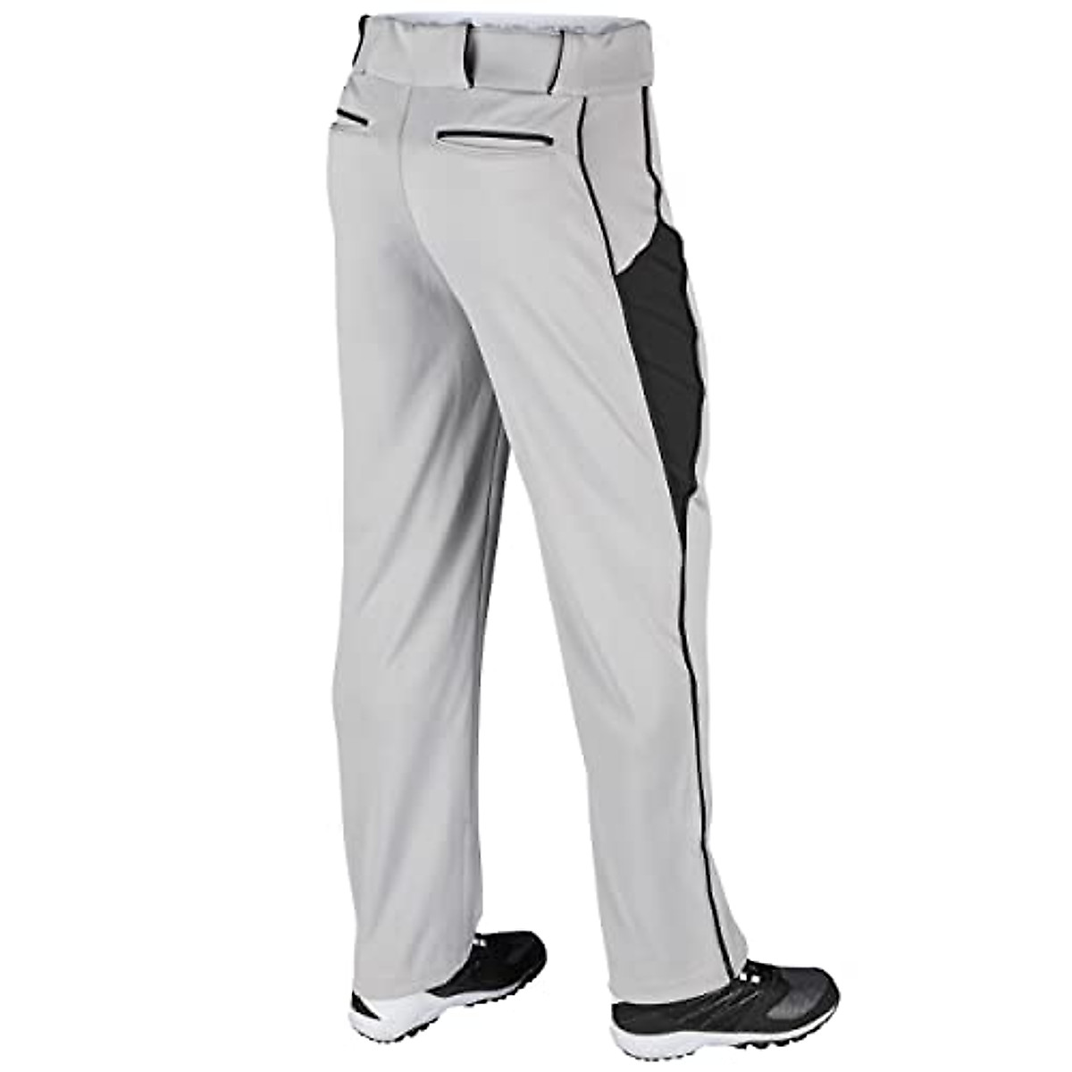 CHAMPRO boys Champro Youth Triple Crown Open Bottom Baseball Pant w Geometric Side Insert, Grey,black, Large