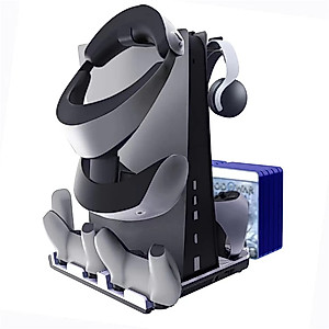 XiFor Cooling Stand for PS5 / PS VR2 Console Dual Controller Charging Station, VR 2 Handgriff Charging Dock with VR Headset Helmet CD Storage Bracket VR Accessories