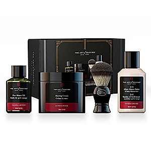 The Art of Shaving Sandalwood Shaving Kit for Men - The Perfect Gift for The Perfect Shave with Shaving Cream, Shaving Brush, After Shave Balm, & Pre Shave Oil,4 Piece (Pack of 1)