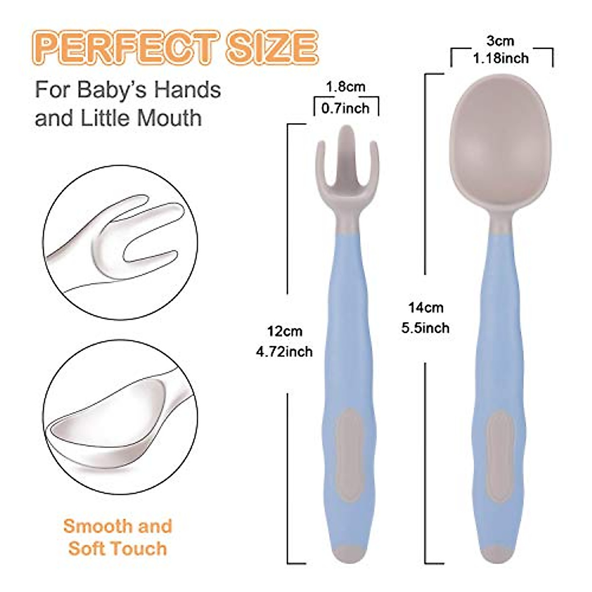 Toddler Kids Forks and Spoons Utensils - Baby Raise Feeding Utensils Set Easy Grip Bendable, Children Feeding Training Tableware Designed for First SelfFeeding Learning with Travel Case (Yellow)