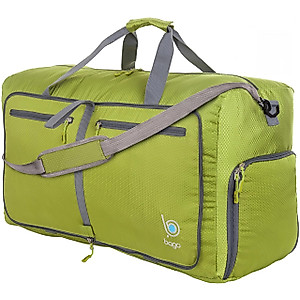 Bago Duffel Bags for Traveling - 80L Medium Duffle Bag for Travel with Shoe Compartment | Durable, Foldable & Lightweight | Explore the World in Style & Convenience (Green)