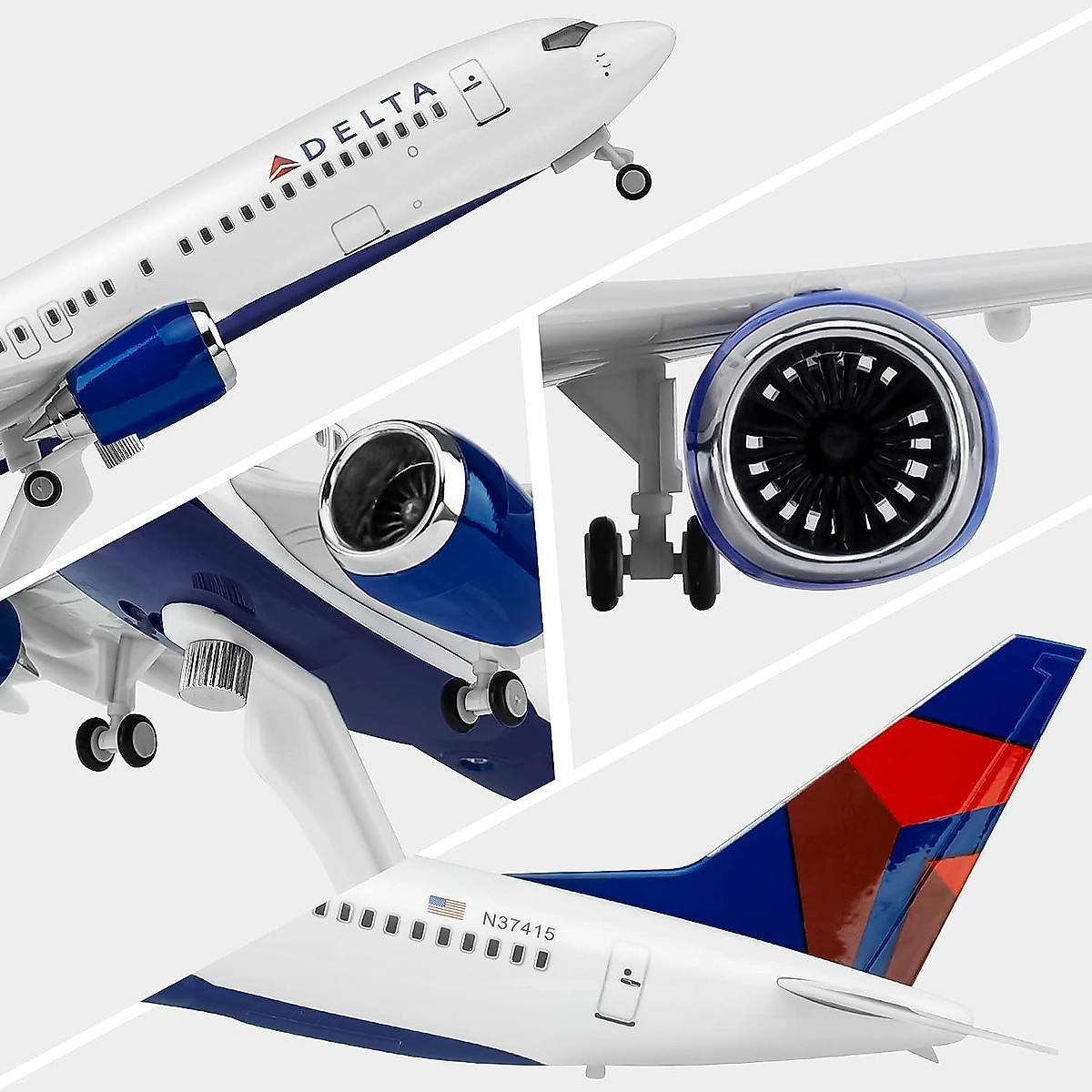 Joylluoan 1:130 Delta Model Plane Alloy Diecast Airplanes Model Airplane with LED Light