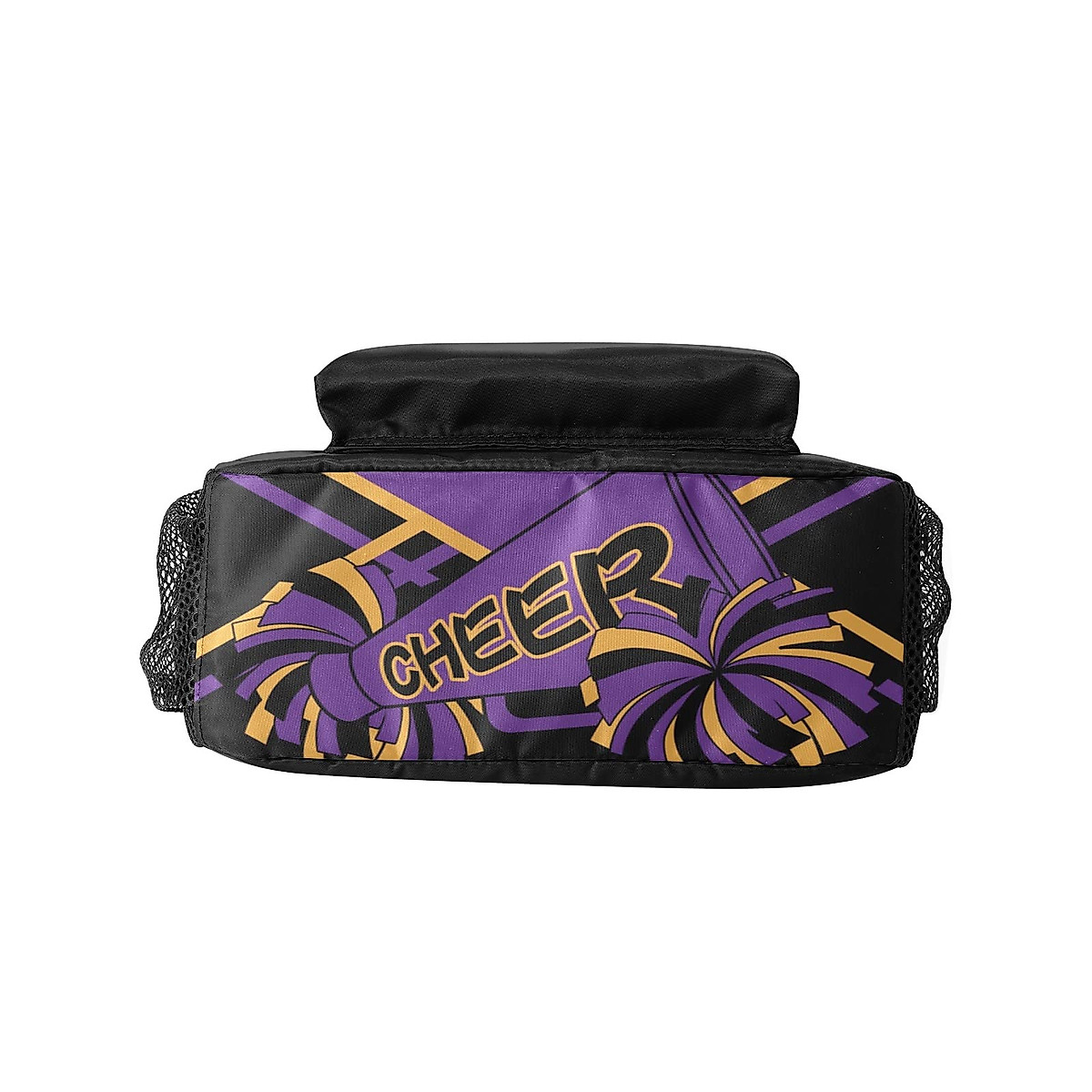 CUXWEOT Cheer Cheerleader Purple Gold Backpack Personalized Book Bag Sport Casual Hiking Camping Pack with Name