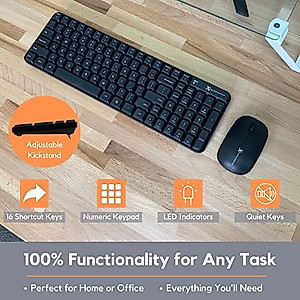 Wireless Keyboard Mouse Combo, X9 Performance Small Full Size Wireless Mouse and Keyboard Combo - 20% Smaller Cordless Keyboard and Mouse Set to Save Space for Windows, Laptop, Computer, Desktop, PC