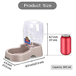 Flexzion Pet Water Dispenser Station, Beige (1/4 Gallon) Auto Replenish Gravity Waterer Drinking Fountain Bottle Bowl Dish Portable Stand for Small Dog Cat Animal