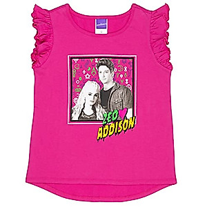 Disney Zombies Zed Addison Little Girls 2 Pack Graphic T-Shirts Gray/Pink 7-8