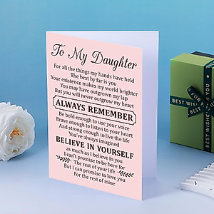 Daughter Birthday Card from Mom Gifts for Adult Her Christmas To My Daughter Gifts from Dad Mom Anniversary Valentine's Day Inspirational Greeting Cards for Kids Teen Girls Back To School Graduation