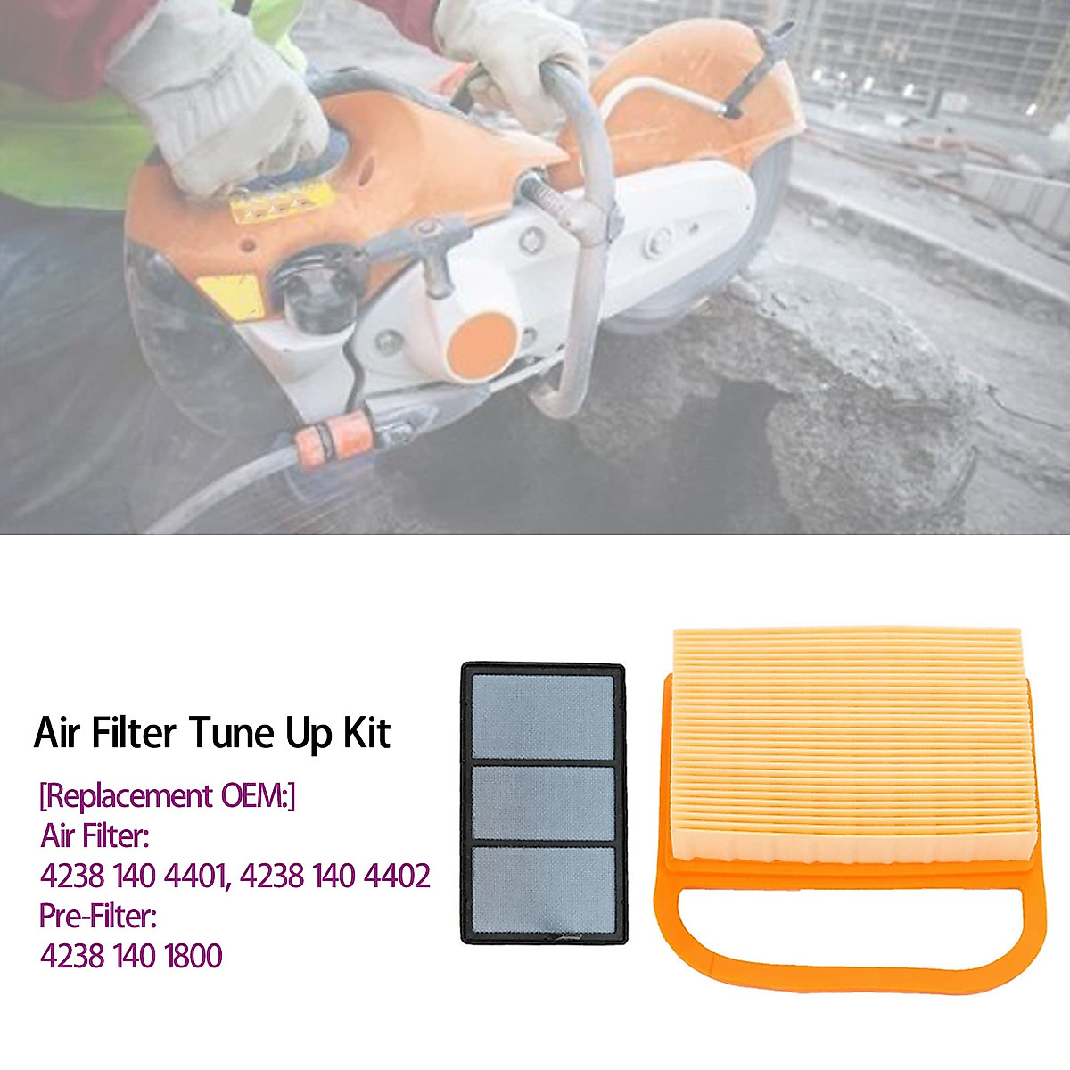 Rinlius 4238 190 0302 Recoil Starter Assembly with Air Filter Tune Up Kit for STIHL TS420 TS410 TS480i TS500i Concrete Cut-Off Saws Replace OEM 4238 190 0300, 4238 140 4401