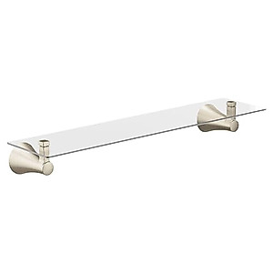 Moen YB0390BN Flara Collection 21-Inch Wide Glass Bathroom Vanity Shelf, Brushed Nickel