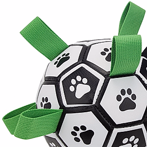 SINMORA Dog Toy Ball with Straps Dog Football Interactive Toys Built-in Bell High Elasticity Lightweight Easy to Clean and Good Water Resistance for Small Medium and Large Dogs (Small)