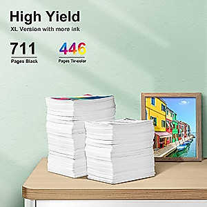 63XL Black/Tri-color Ink (2-Pack), 63XL Ink Cartridges Combo Pack Replacement for HP Ink 63 63XL for HP OfficeJet 3830 4650 4655 5200 5255 Envy 4520 4510 4512 DeskJet 1112 F6U63A F6U64A,Remanufactured