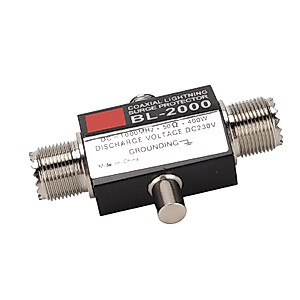 Coax Surge Protector, BL‑2000 Coaxial Lightning Surge Protector Coaxial Lightning Arrestor PL259 Female to PL259 Female Coaxial Lightning Arrestor