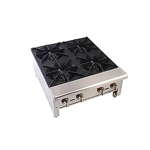 STEELBUS 24'' Heavy duty Commercial Hot Plate 4 Burner Countertop Natural or Propane gas Restaurant Equipment for Soups BTU-112000