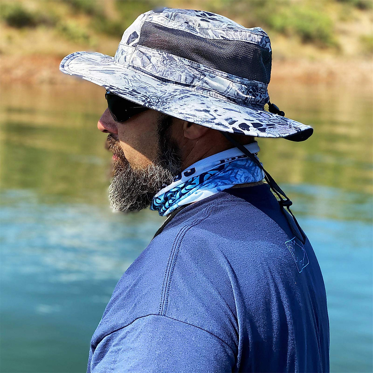 KastKing UPF 50 Boonie Hat Fishing Hat with Removable Neck Flap Sun Hats,Silver