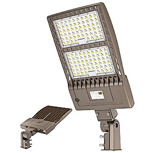 KUKUPPO 480 Volt 400W LED Parking Lot Light 60,000LM, Industrial Grade LED Shoebox Parking Pole Mount Light 5000K IP65 Waterproof Outdoor Commercial Area Lighting with Slip Fitter 277-480VAC