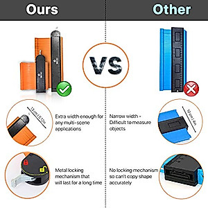 Contour Gauge with Lock D&R Tools Widen Shape Duplication Gauge Tool 5”& 10”, Template Tool with Adjustable Lock Precisely Copies Irregular Shapes Tools for Flooring Contour Gauge Duplicator