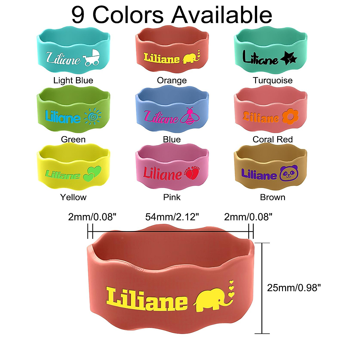 Custom Baby Bottle Labels for Daycare Silicone Water Bottle Name Bands Personalized Reusable Baby Bottle Straps for Kids Cups School(Pink)