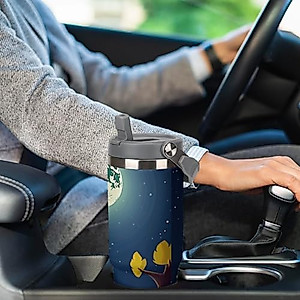 SYJTGDE Large Capacity Car Cup Owl And Yellow Moon Fashionable Upgrade Car Cup Advanced And Beautiful Travel Cup