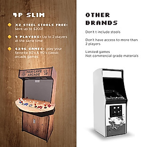 Creative Arcades Full-Size Commercial Grade Cabinet Arcade Machines | Stools Included | Slim Woodgrain Edition | 32" Screen (6296 Games (4-Player), Light Pine Man Cave)