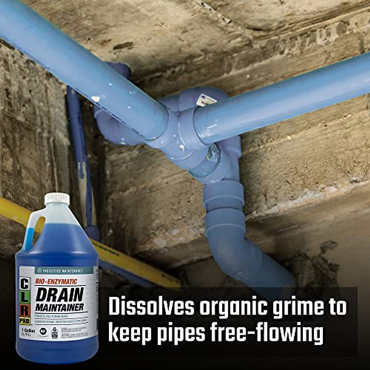 CLR PRO Commercial Drain Maintainer and Grease Trap Treatment, Preventative Maintenance Bio Enzyme Formula, Reduces Odor and Breaks Down Grease, 1 Gallon Bottle