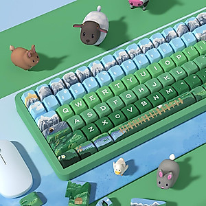 daixiahu Snow Mountain Ranc Theme keycaps 158 Key PBT keycaps MDA Custom keycap Set is Suitable for 61/87/104/108 Cherry MX Switch and Other Mechanical Keyboards (Snow Mountain Ranch)