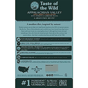 Taste of the Wild Grain Free High Protein Real Meat Recipe Appalachian Valley Premium Dry Dog Food,Venison,5 pounds
