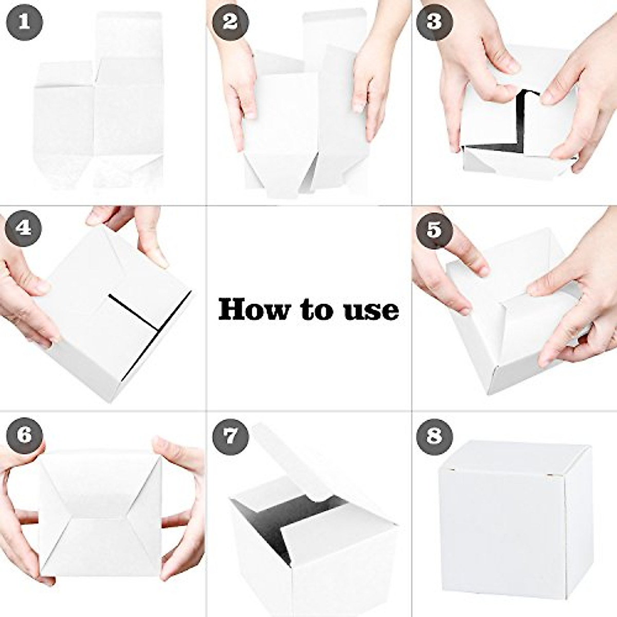 LaRibbons 20Pcs Recycled Gift Boxes - 6 x 6 x 6 inches White Paper Box Kraft Cardboard Boxes with Stickers Cotton String, Perfect for Party, Wedding, Gift Wrap