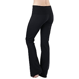 ToBeInStyle Women's Premium Fold Over Yoga Flare Pants - Black - Large