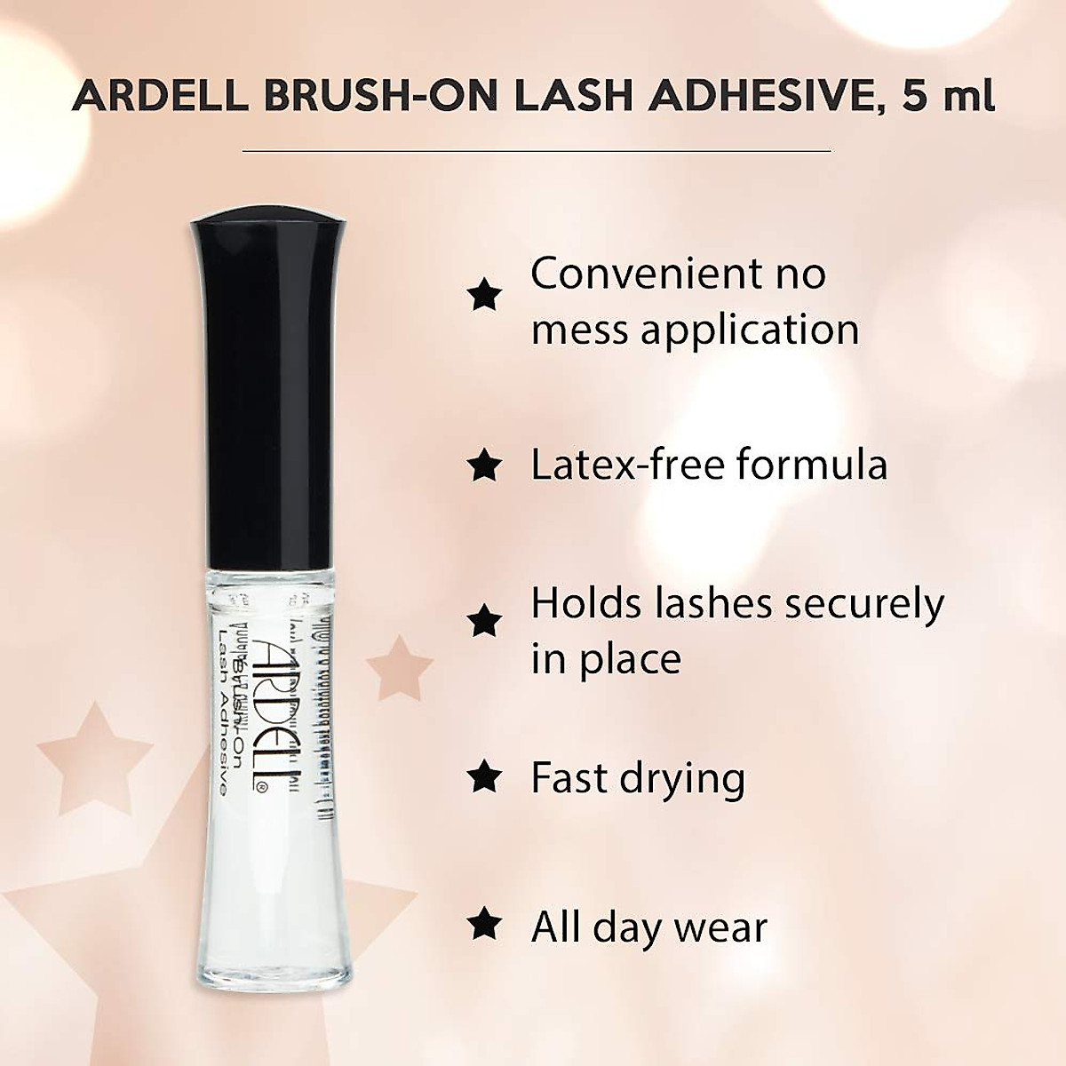 Ardell Brush On Strip Lash Adhesive, Clear Lash Glue for Strip Lashes, Quick-Drying, Waterproof, Latex-Free, 5ml
