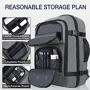 Dinictis 40L Travel Backpack Carry on Flight Approved, Backpack Suitcase for Travel, Personal Item Travel Bag fits 17 inch Laptop- Dark Grey