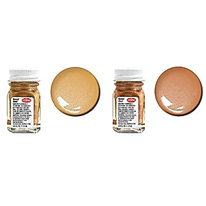 Make Your Day Testors Metallic Enamel Paint Variety, Artic Blue, Graphite Gray, Black, Red, Copper, Silver, Gold, Metal Flake Green, and Thinner 1/4 oz (Pack of 9) Paintbrushes