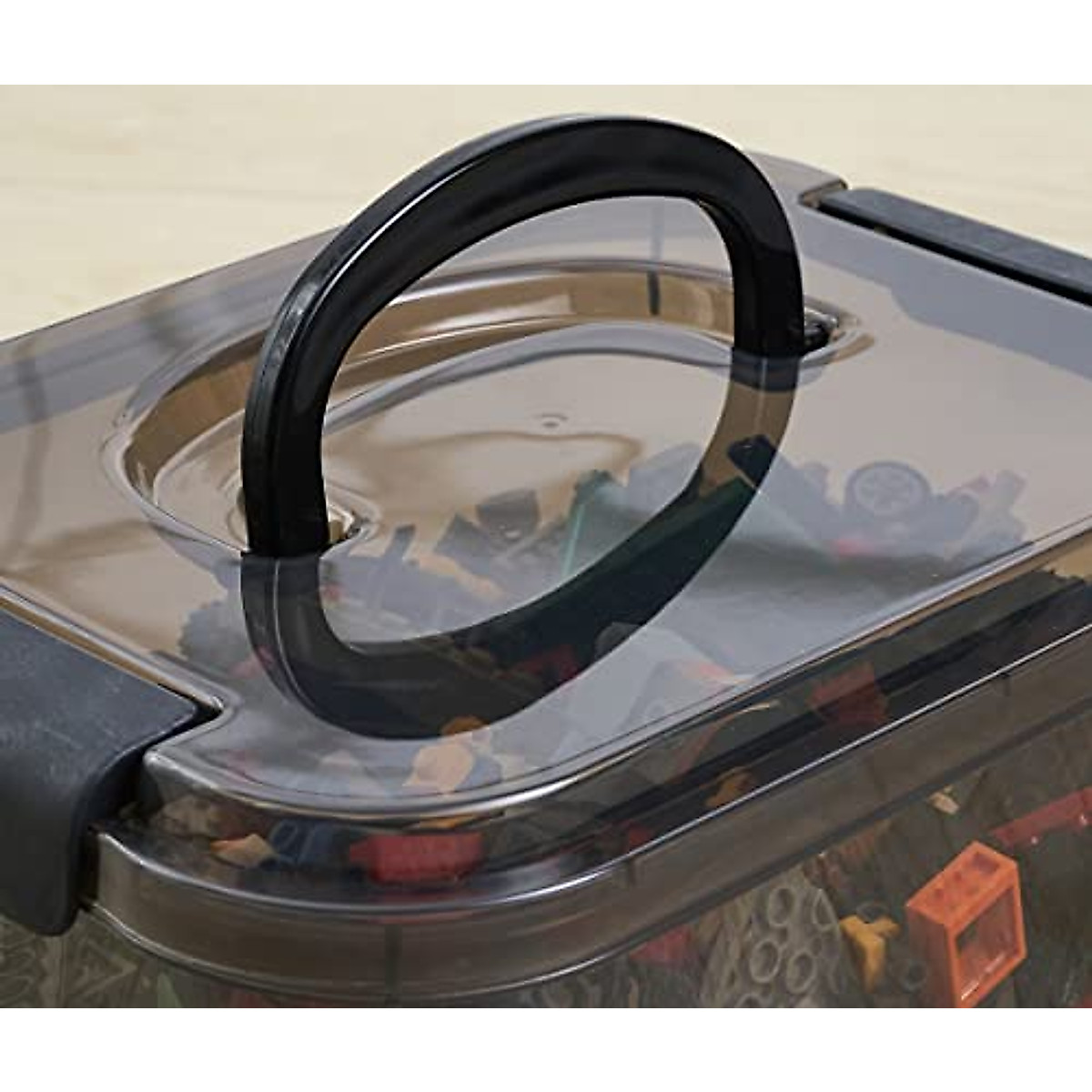 ZHENFAN 5.5 Quart Black Clear Storage Latch Box/Bin with Lids, 5 Liter Plastic Organize Bins with Handle, 6-Pack