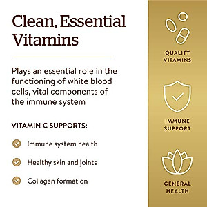 Solgar Vitamin C 1000 mg, 250 Vegetable Capsules - Antioxidant & Immune Support - Overall Health - Healthy Skin & Joints - Bioflavonoids Supplement - Non GMO, Vegan, Gluten Free, Kosher - 250 Servings
