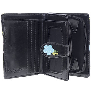 Shag Wear Women's Premium Vegan Clutch Cardholder Wallet Zipper Purse with Pretty Bird House Black