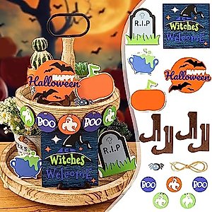 Halloween Tier Tray Decor Rustic Farmhouse Decor Tiered Tray Decor Wooden Blocks Sign Tiered Tray Decor Bundle Bedroom Wood Sign Tier Tray Decor Wooden Table Signs House Wooden Decor