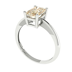 Clara Pucci 1.0 ct Radiant Cut Solitaire Genuine Natural Morganite Wedding Bridal Designer Anniversary Engagement Ring 14k White Gold