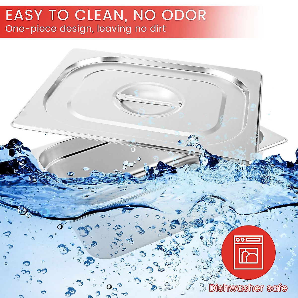 Thenshop 8 Set Stainless Steel Hotel Pans Steam Table Pan with Lids 4 inch 1/2 Half-Size Restaurant Pans Anti Steam Table Pan for Hotel Food Buffet Event Catering Supplies (Stylish)