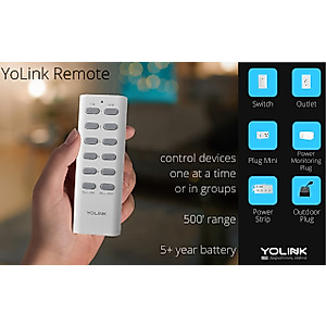 YoLink Remote, 500 Feet World's Longest Range Smart Remote Controller One Button Plugs Switches Outlets Grouping and Controlling, LoRa Enabled Smart Home Automation Device