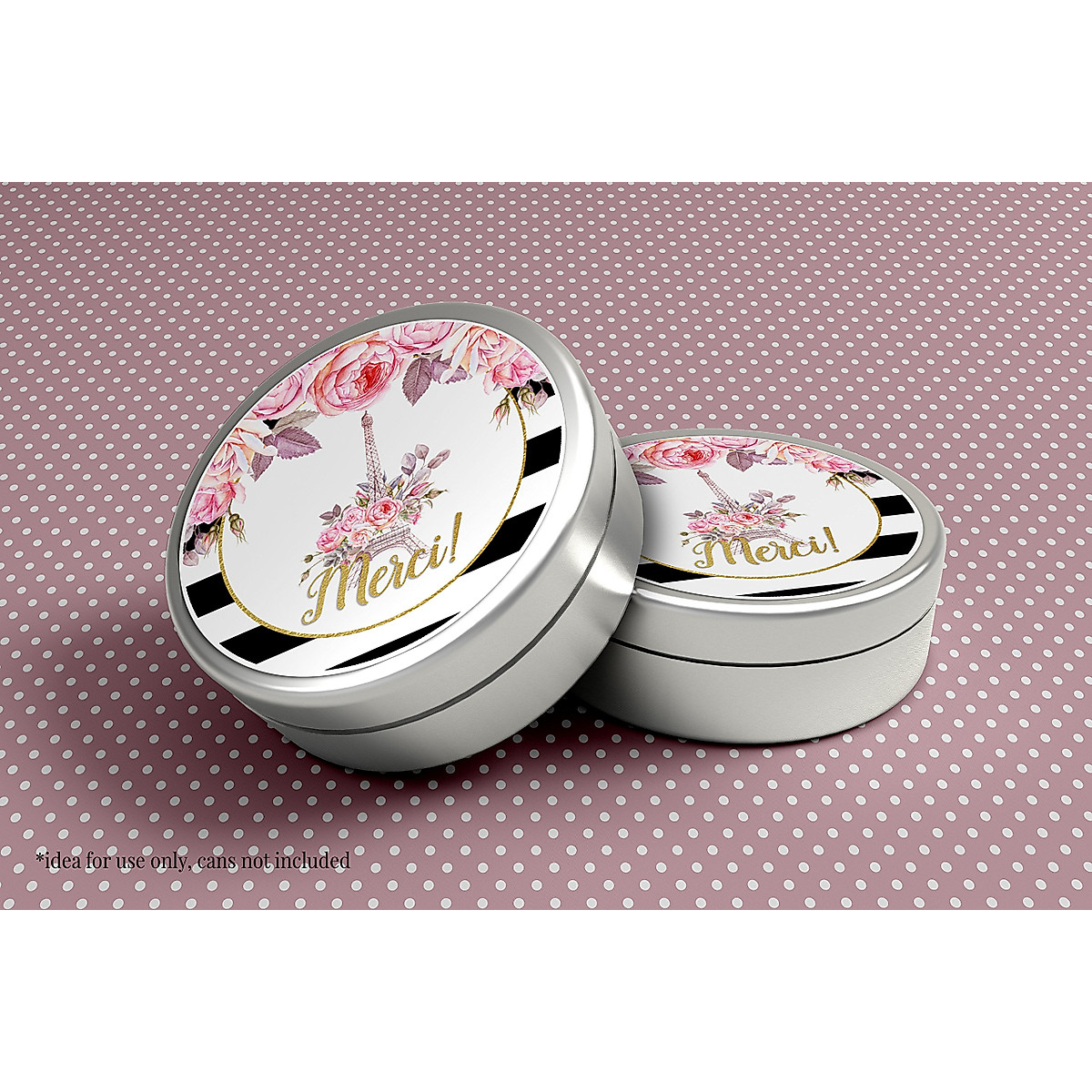 Ooh La La Paris Thank You Sticker Labels, 40 2" Party Circle Stickers by AmandaCreation, Great for Party Favors, Envelope Seals & Goodie Bags