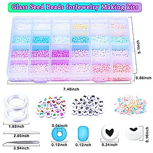 Gacuyi 6000 pcs Pastel Glass Seed Beads, Macaron 3MM Samll Craft Bead Pony Beads with Letter Alphabet Beads,Elastic String for DIY Bracelet Necklace Jewelry Making Supplies