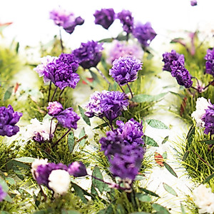 40 Pcs Flower Cluster Flower Vegetation Groups Grass Tufts Miniature Static Scenery Model for DIY Architecture Building Model Railway Train Diorama Garden Scenery Landscape Layout (Dark Purple)