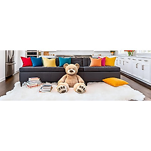 Anico 59" Tall (5 Feet) Giant Plush Light Brown Teddy Bear with Embroidered Paws and Smiling Face, Fits in 2XL Shirt!