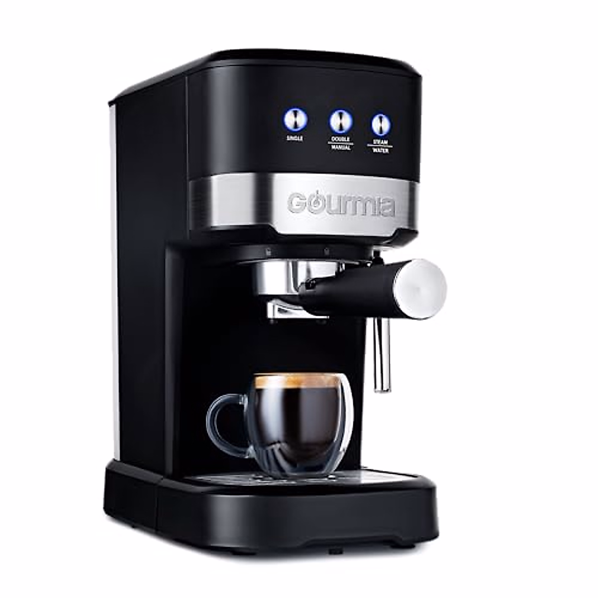 Gourmia 15-Bar Espresso Maker with Powerful Frothing Wand with 1.2L Removable Water Reservoir, Black
