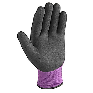 Women's Latex-Coated Grip Winter Gloves for Cold Weather, Medium (Wells Lamont 554M), Black/Purple