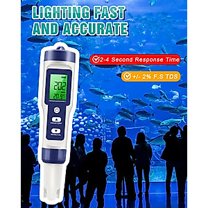5 in 1 TDS Meter PH Tester, 0.01 High Accuracy Digital PH Meter for Water, PH/TDS/EC/Salt/Temp Tester, PPM Meter Water Tester for Drinking Water, Hydroponics, Plants, Aquarium and Pool