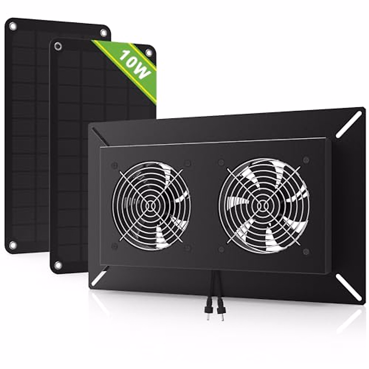 20W Solar Powered Dual Metal Shell Exhaust Fan Kit Waterproof and Plug & Play for Chicken Coops, Greenhouses, Sheds, Pet Houses, and Windows1